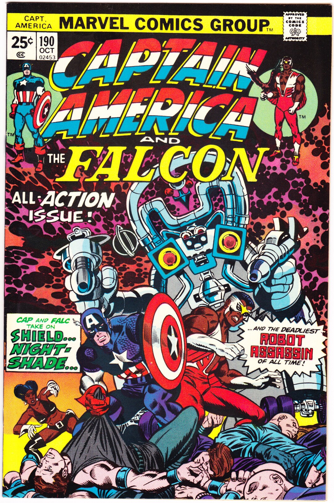 Captain America, the Falcon 190 Comic Book. 1975 Marvel Comics, FVF 7.0 ...