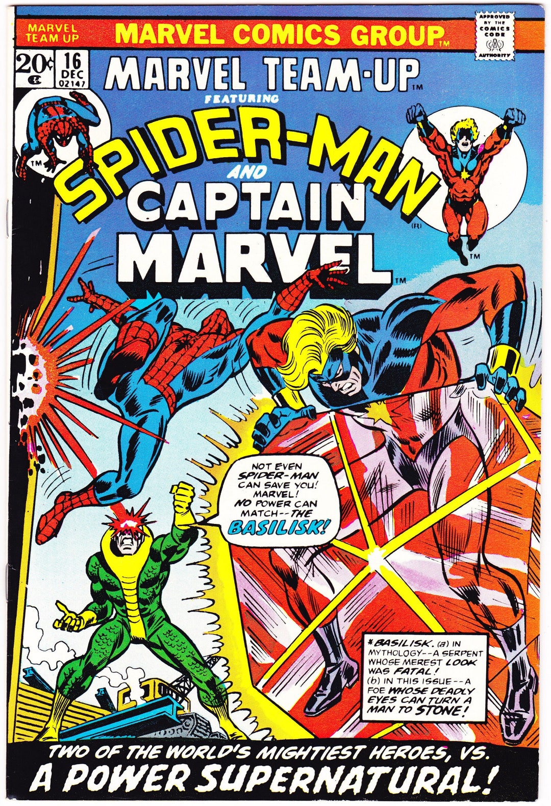 Captain Marvel Team up 16, Spiderman Comic Book. 1973 Comics, VFNM 9.0 ...
