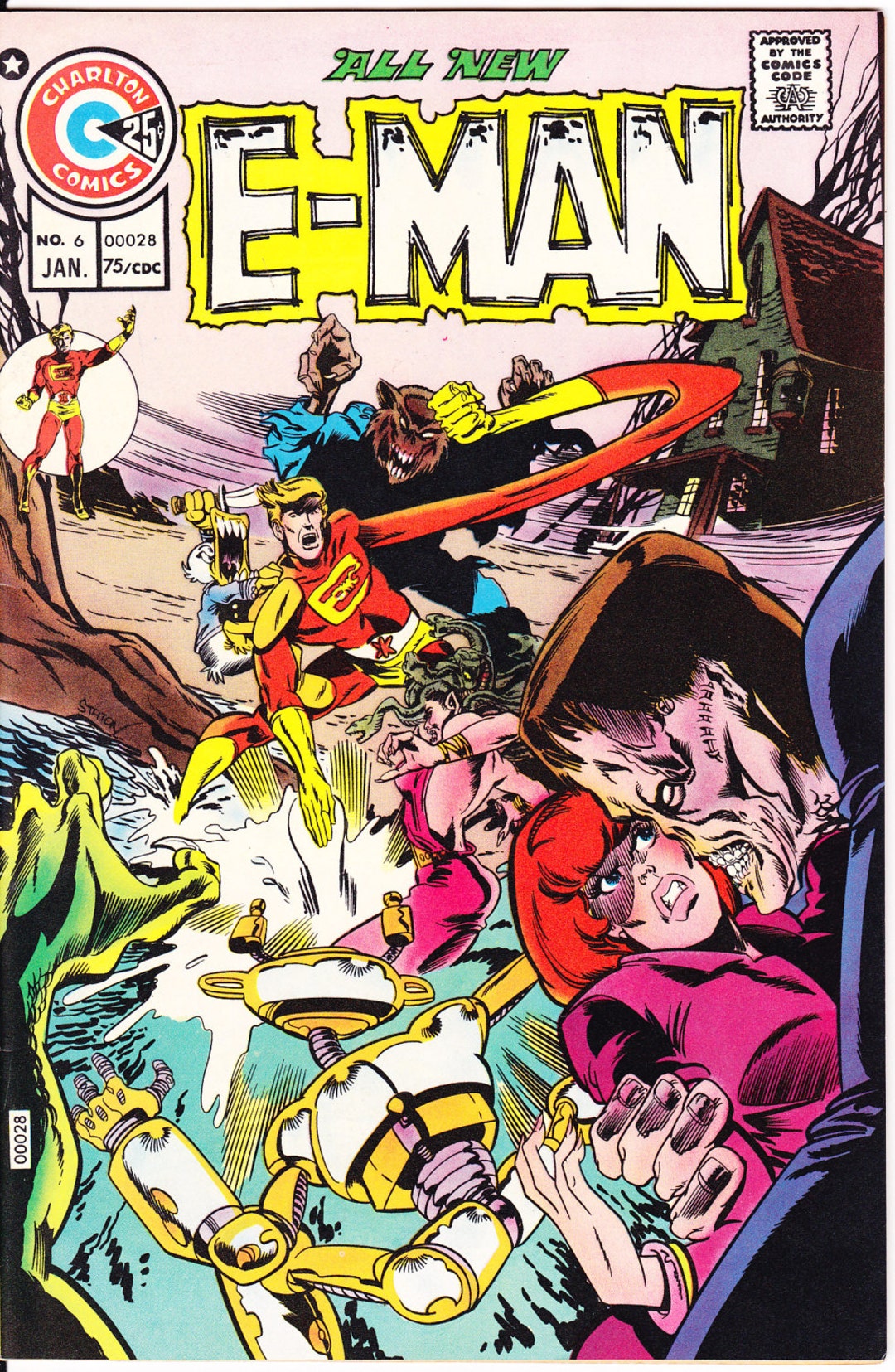 E-man 6 Comic, Frankenstein, Sci-fi, Eman Book. 1975 Charlton VF 8.0 - Etsy