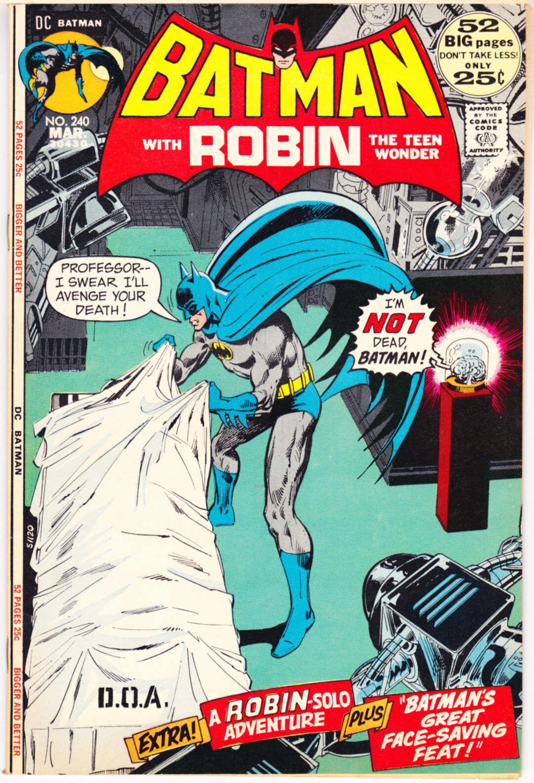 Batman 240 Comic, 3rd Ras Al Ghul, Neal Adams Books. 1972 DC, VFNM 9.0 ...