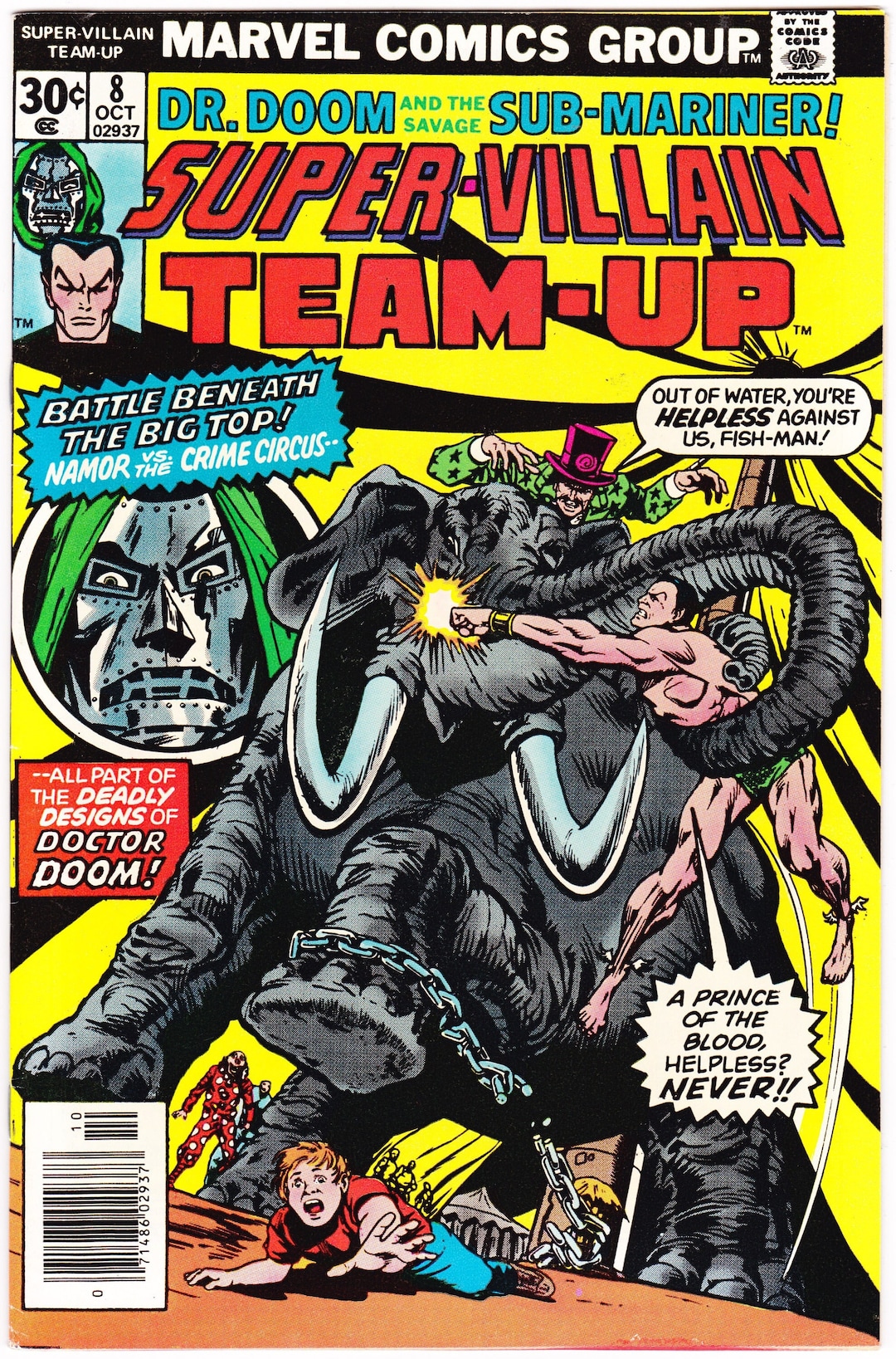 Sub-mariner, Doctor Doom in Super Villain Team up 8 Comic Book. 1976 ...