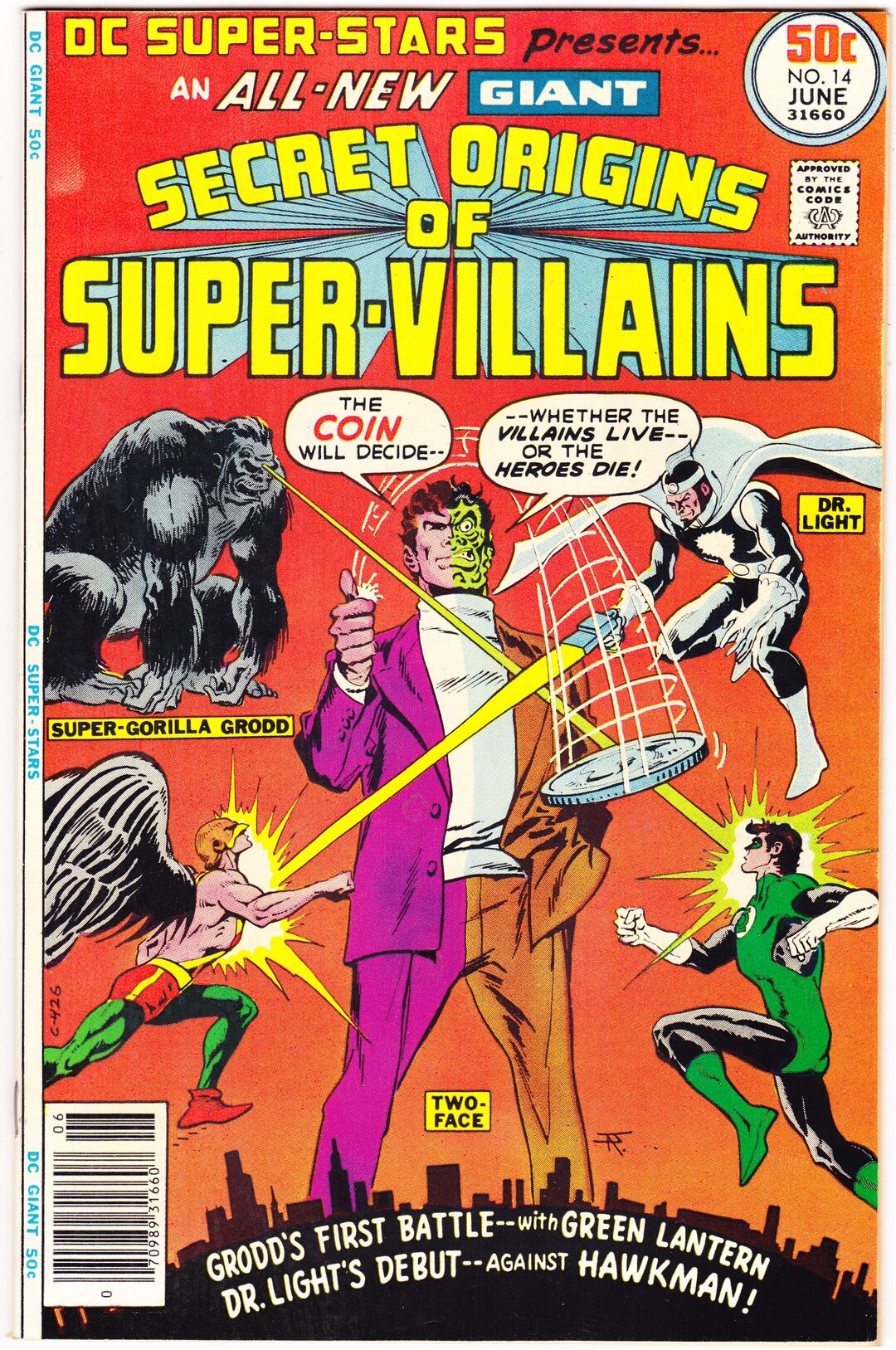 Secret Origins of Super Villains, DC Super Stars 14 Comic, Two Face ...