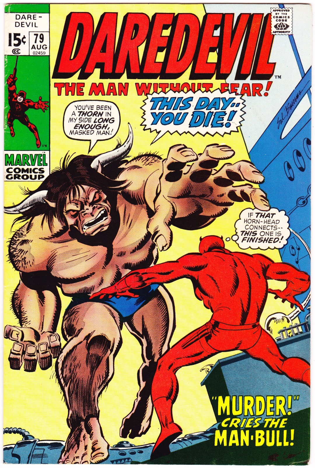 Daredevil 79 Comic, Man-bull Books. 1971 Marvel Comics, FVF 7.0 - Etsy