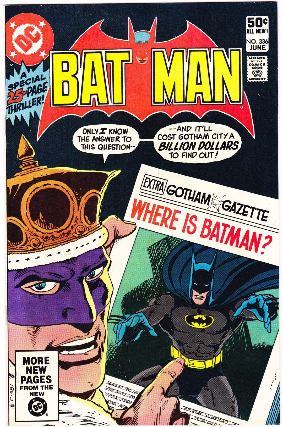 Batman 336 Comic Monarch of Menace Book. 1982 DC Comics NM - Etsy