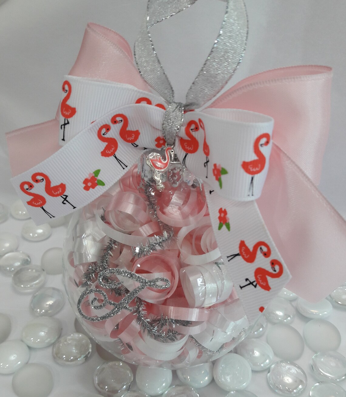 Pink Flamingo Glass Ornament, Flamingo Theme Christmas Baubles - Etsy