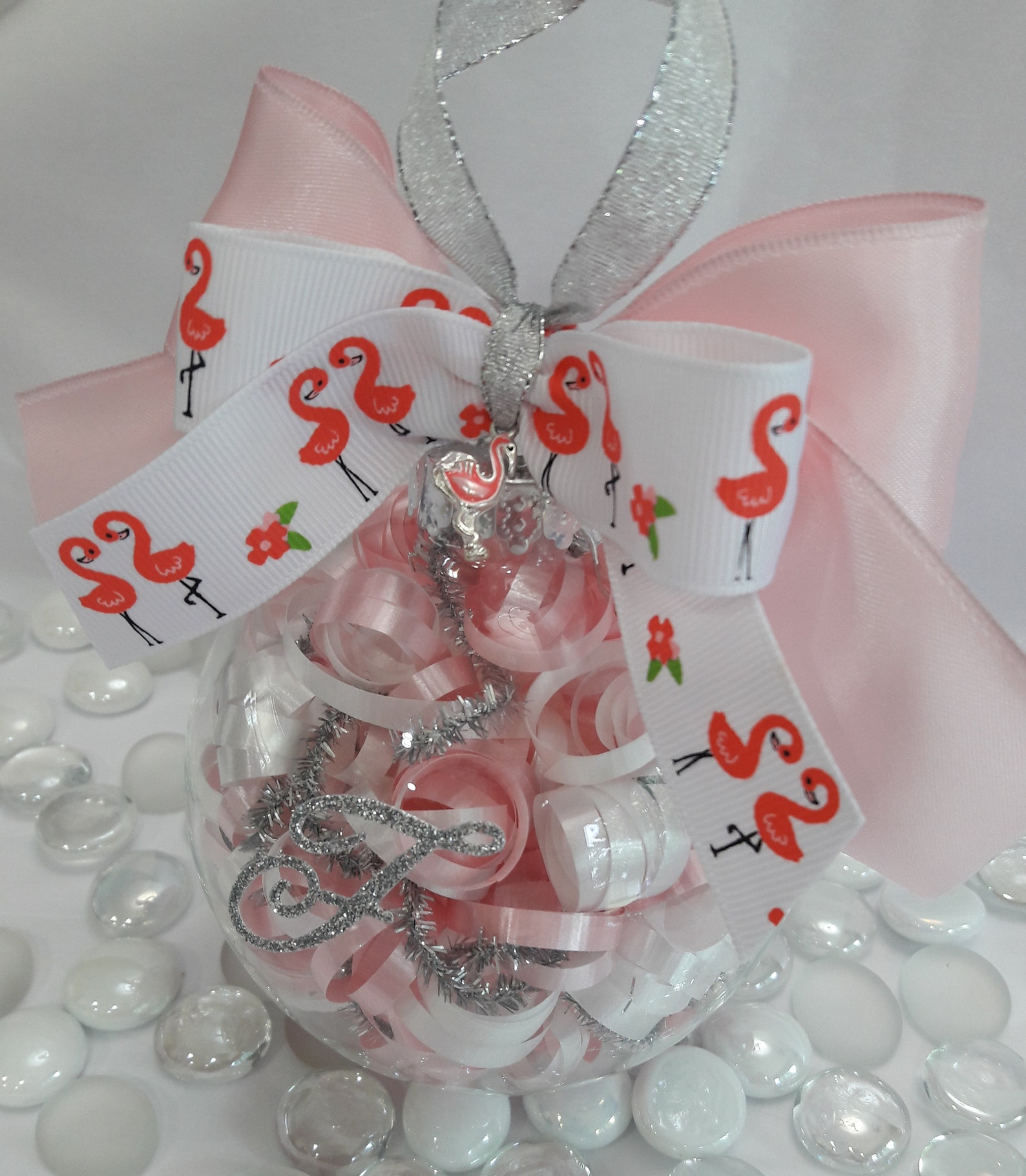 Pink Flamingo Glass Ornament, Flamingo Theme Christmas Baubles - Etsy