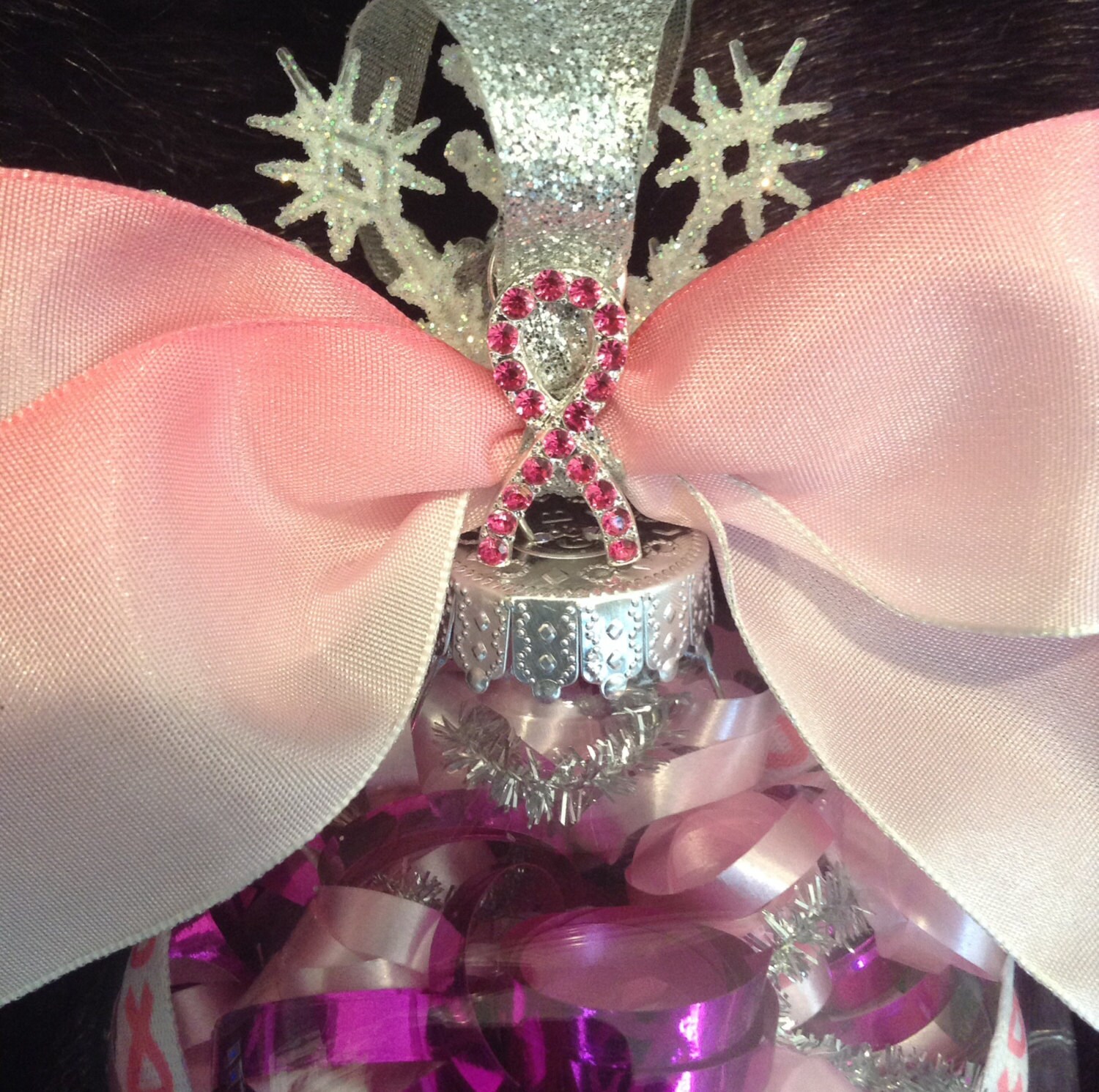 Breast Cancer Awareness Ornament, Personalized Pink Ribbon Gift, Breast ...