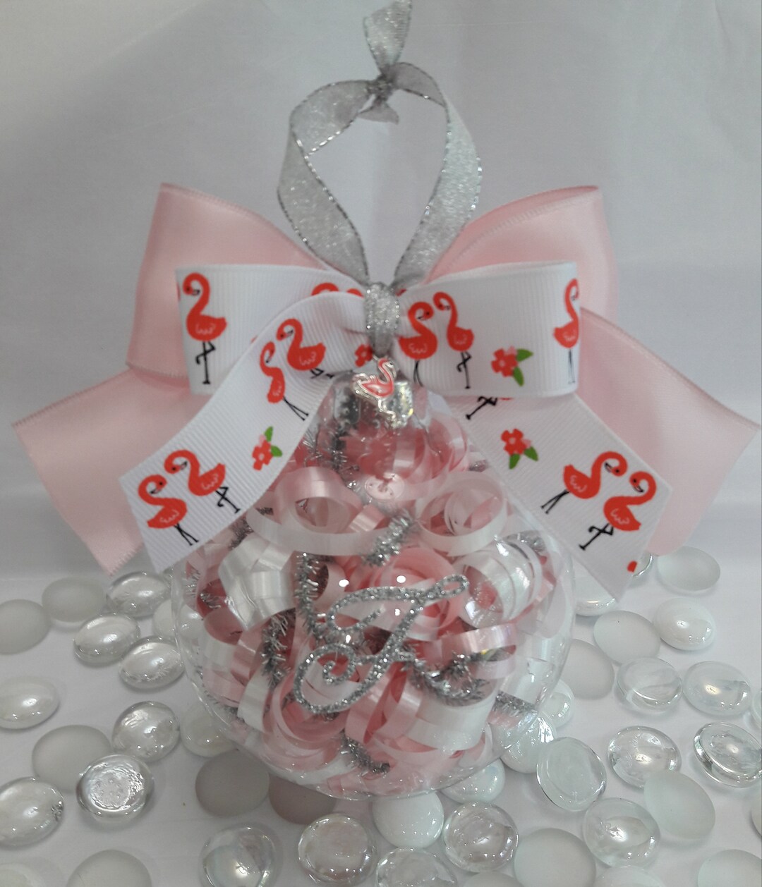 Pink Flamingo Glass Ornament, Flamingo Theme Christmas Baubles - Etsy