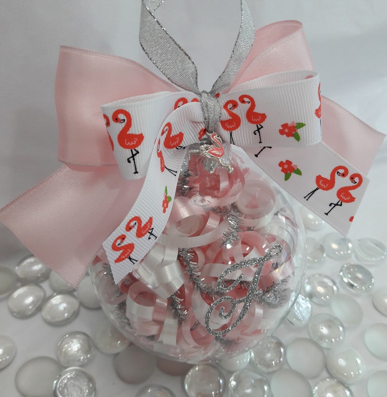 Pink Flamingo Glass Ornament, Flamingo Theme Christmas Baubles - Etsy