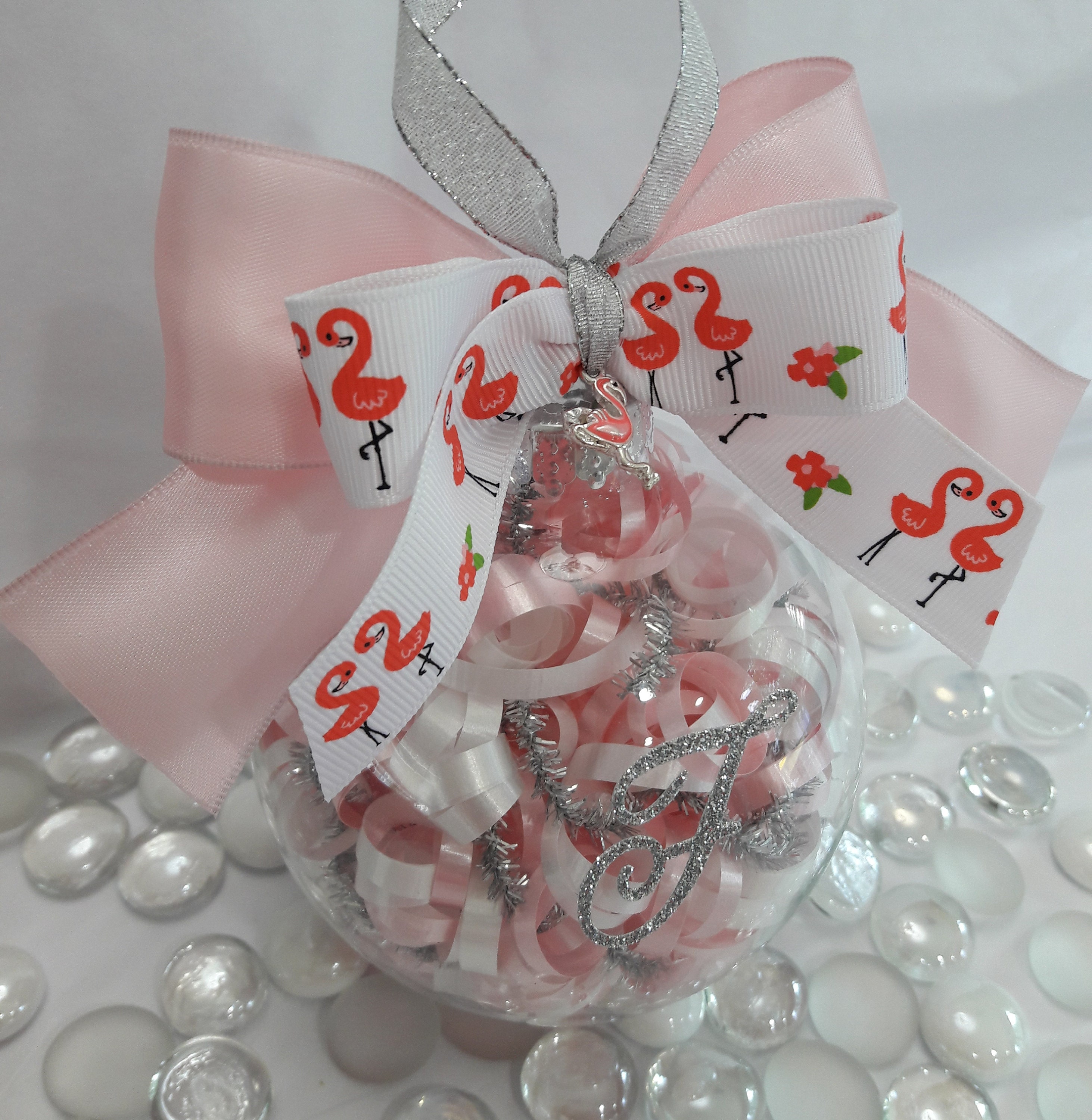 Pink Flamingo Glass Ornament, Flamingo Theme Christmas Baubles - Etsy