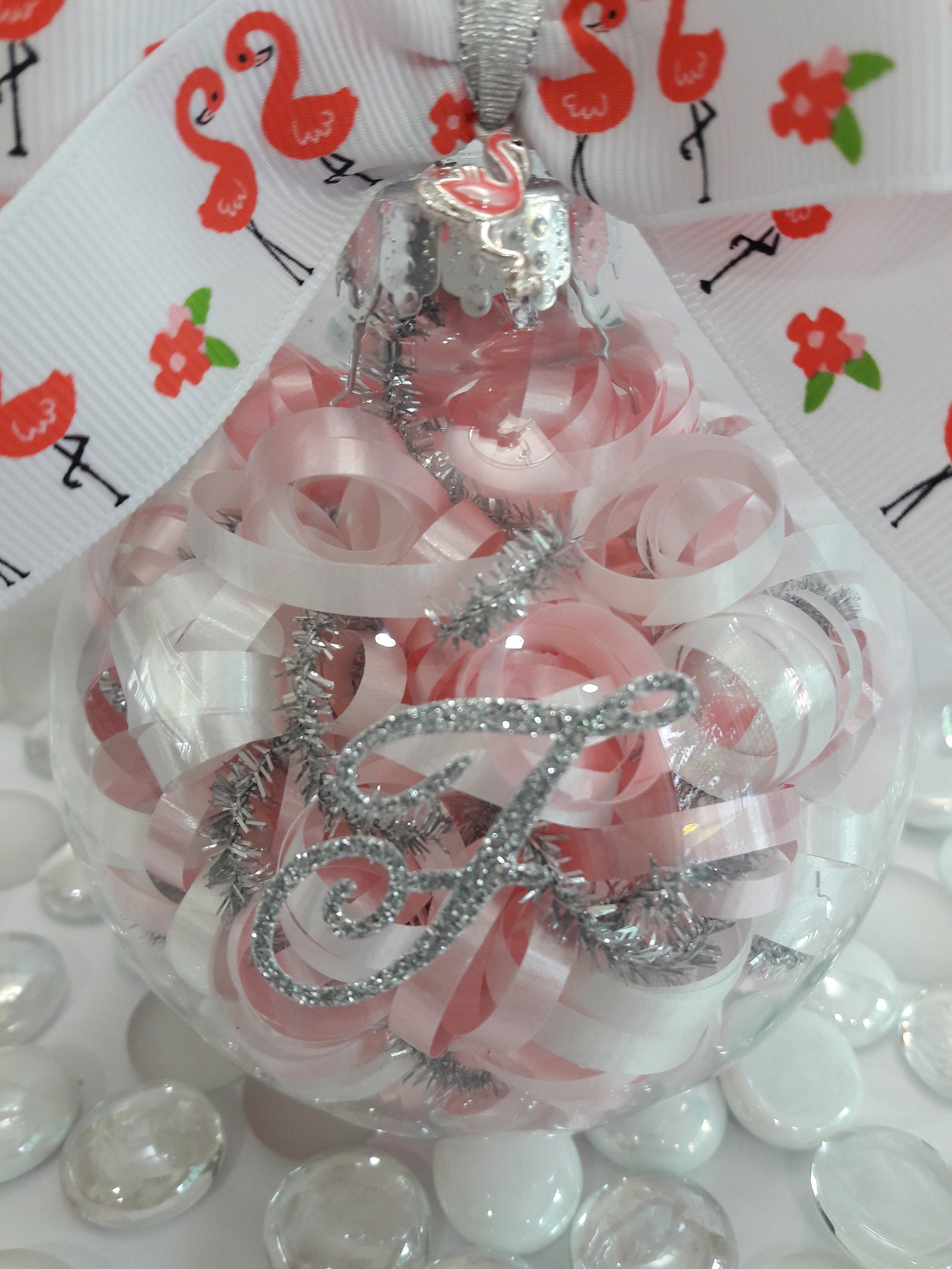 Pink Flamingo Glass Ornament, Flamingo Theme Christmas Baubles - Etsy