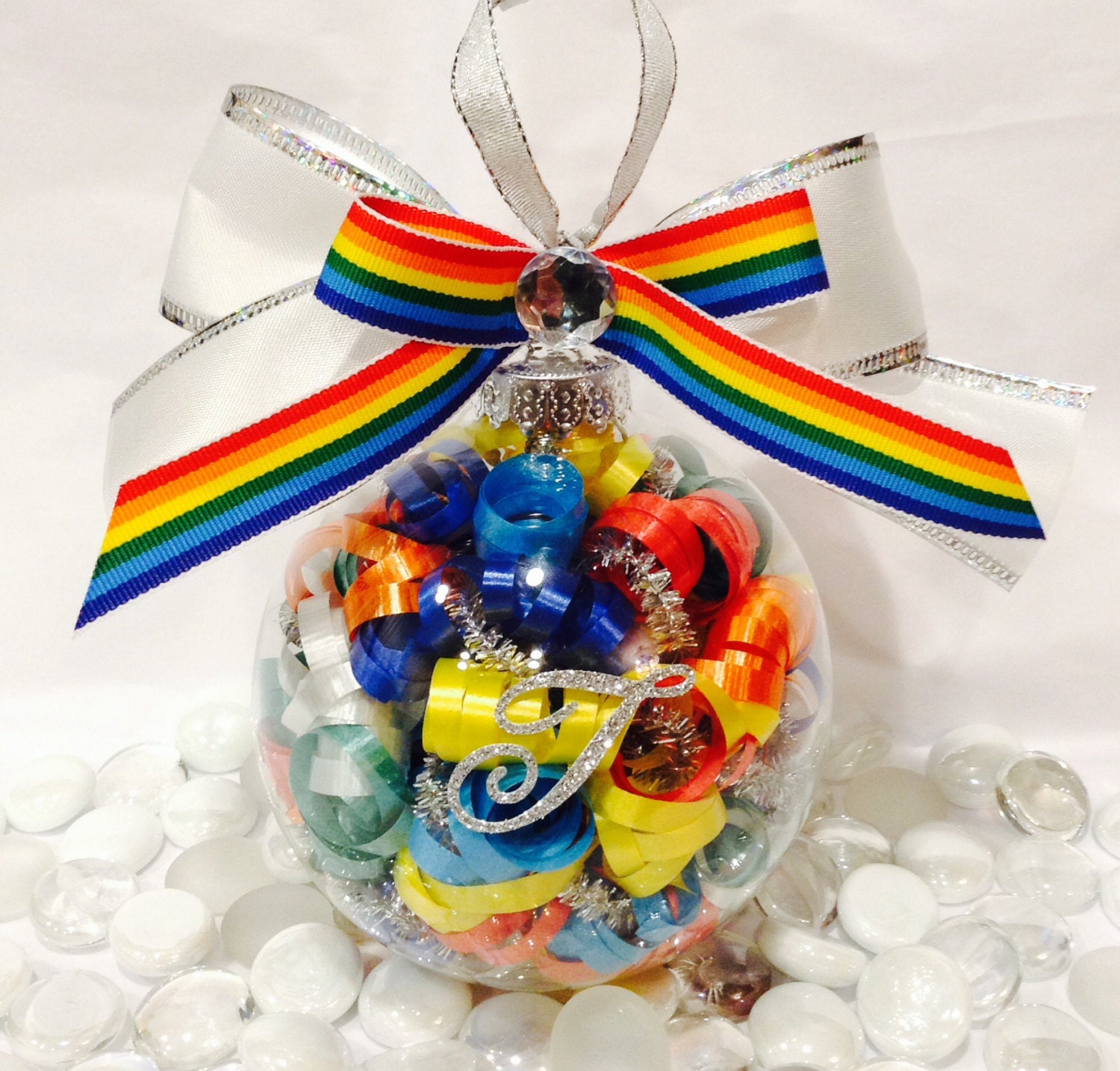 Personalized Gay Pride Glass Ornament Rainbow Theme Christmas - Etsy