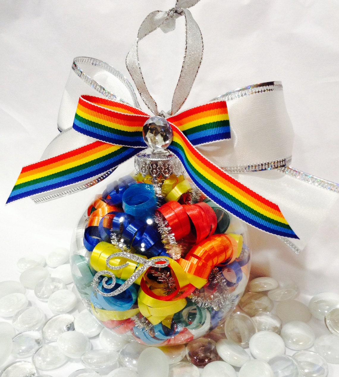 Personalized Gay Pride Glass Ornament Rainbow Theme Christmas - Etsy
