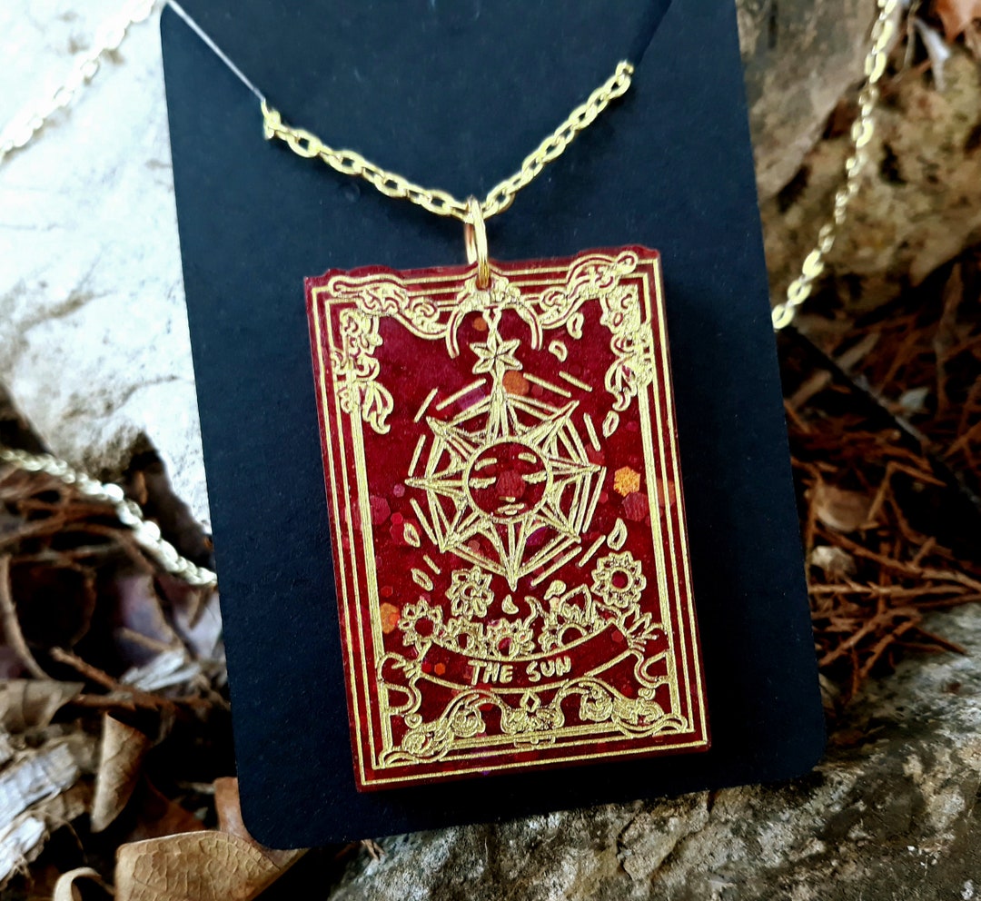 The Sun Tarot Card Epoxy Resin Deep Magenta With Metallic Gold - Etsy