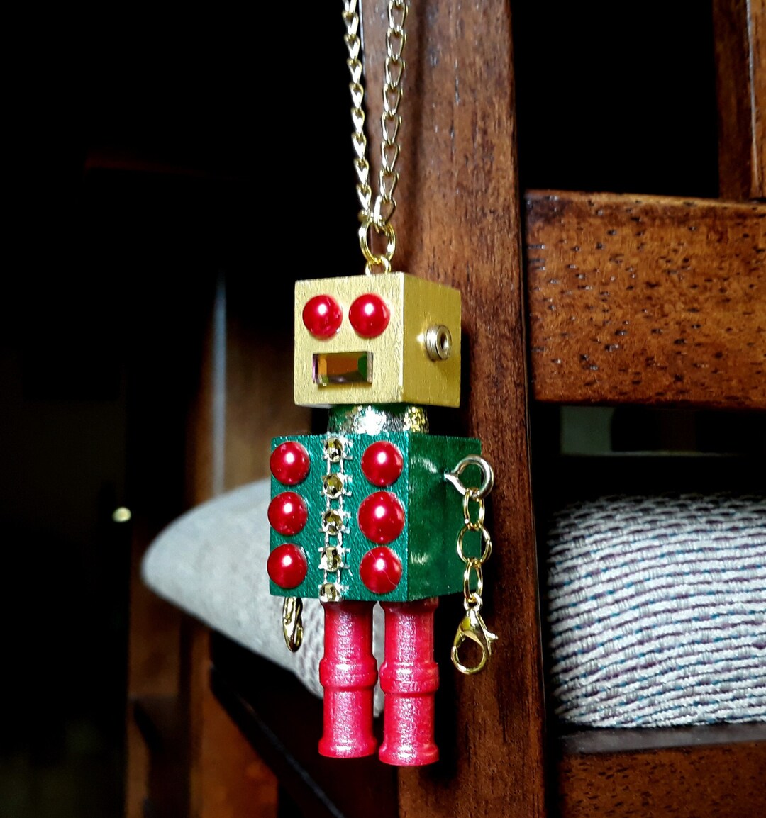Christmas Theme Retro Robot Pendant With Neckchain Nutcracker Colors ...