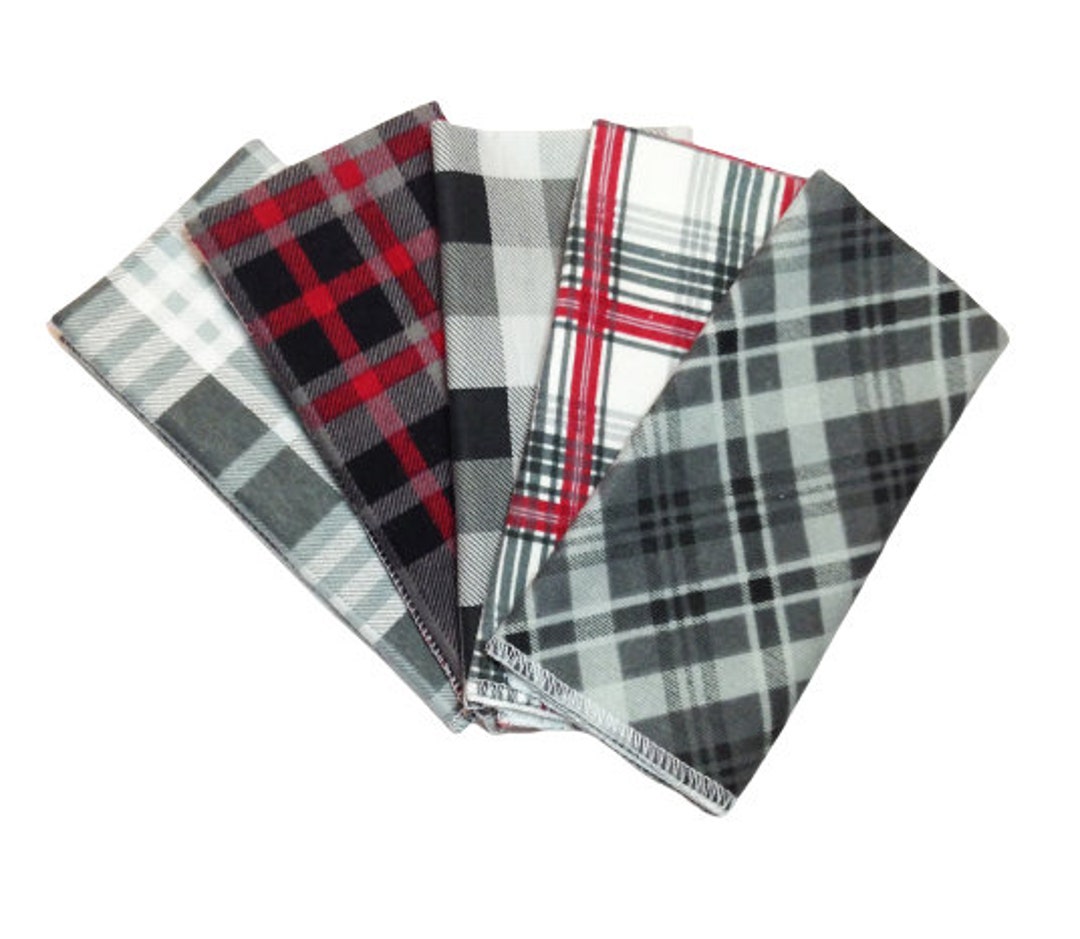 Mens Handkerchiefs, Set of 5 Plaid Handkerchiefs, Flannel Handkerchiefs ...