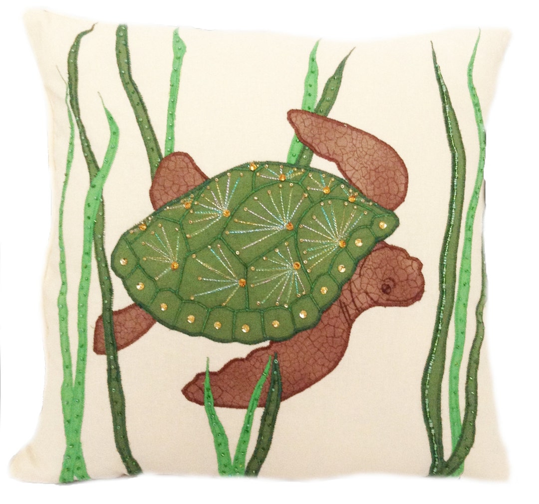 Pillow Cover, Turtle Pillow Cover, Throw Pillow Cover, Handmade Pillow ...