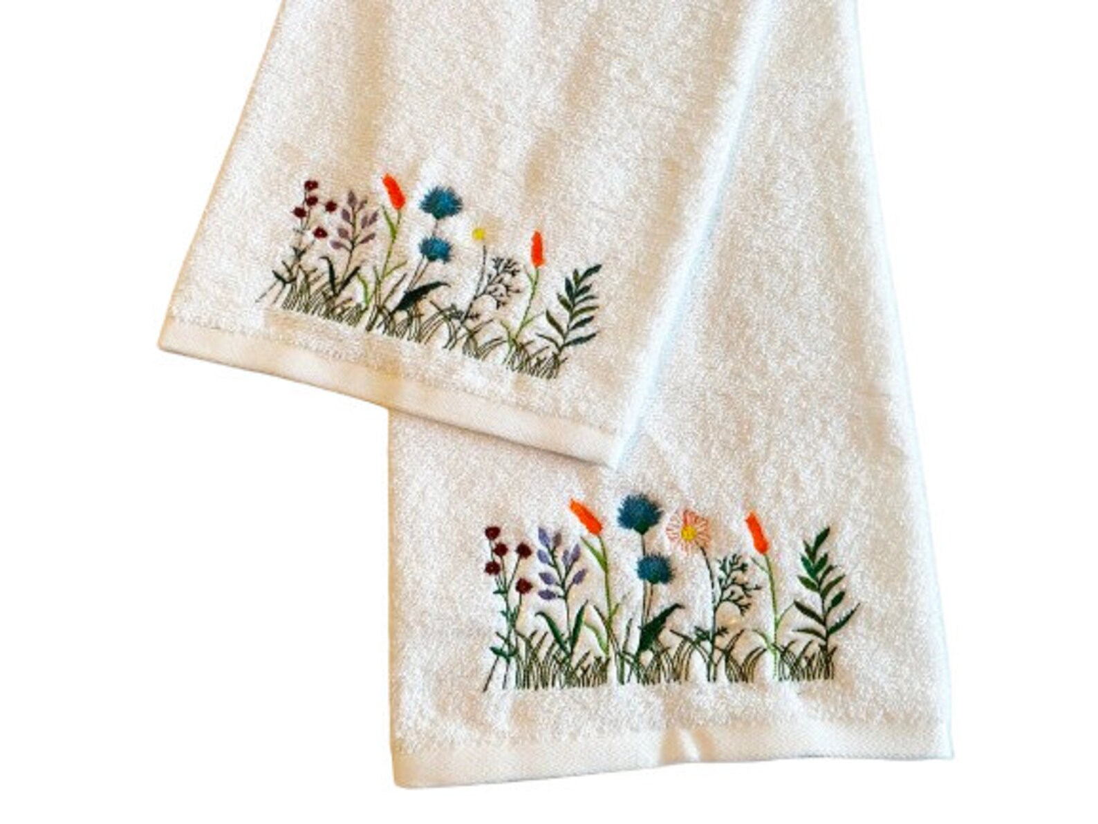 Hand Towels, 2 Piece Cotton Terry Hand Towels With Vibrant Spring ...