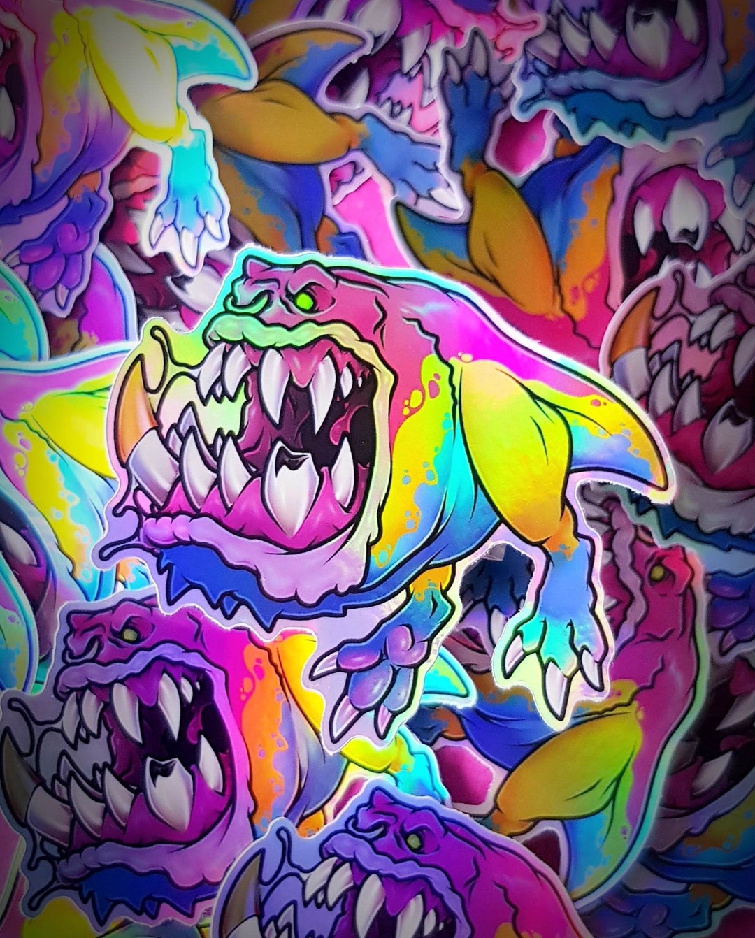 Pan Teeth Monster Vinyl Holographic Sticker - Etsy