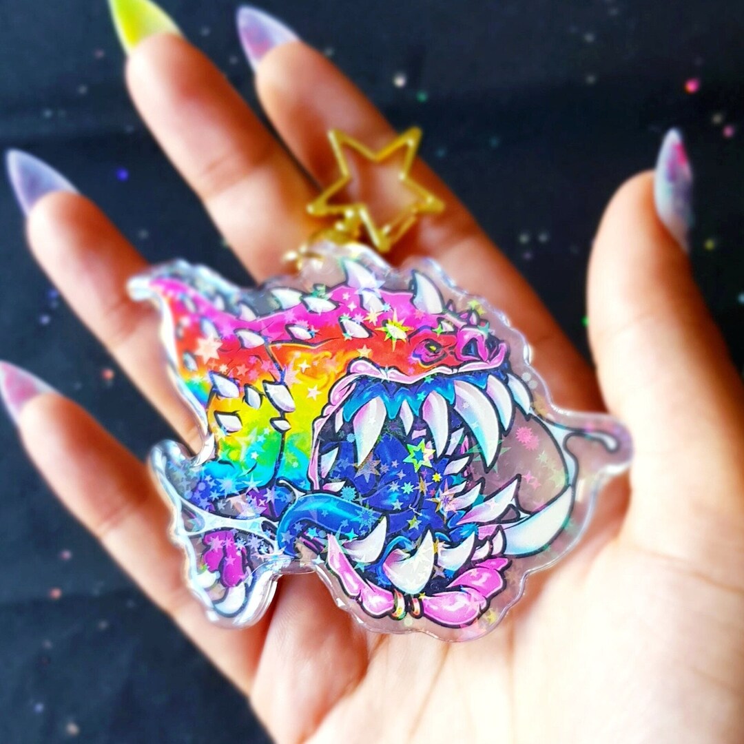 Rainbow Large Teeth Monster - Keychain - Etsy