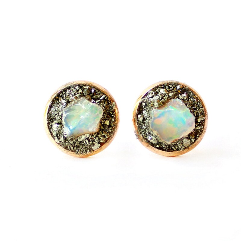 Opal Stud Earrings - Etsy