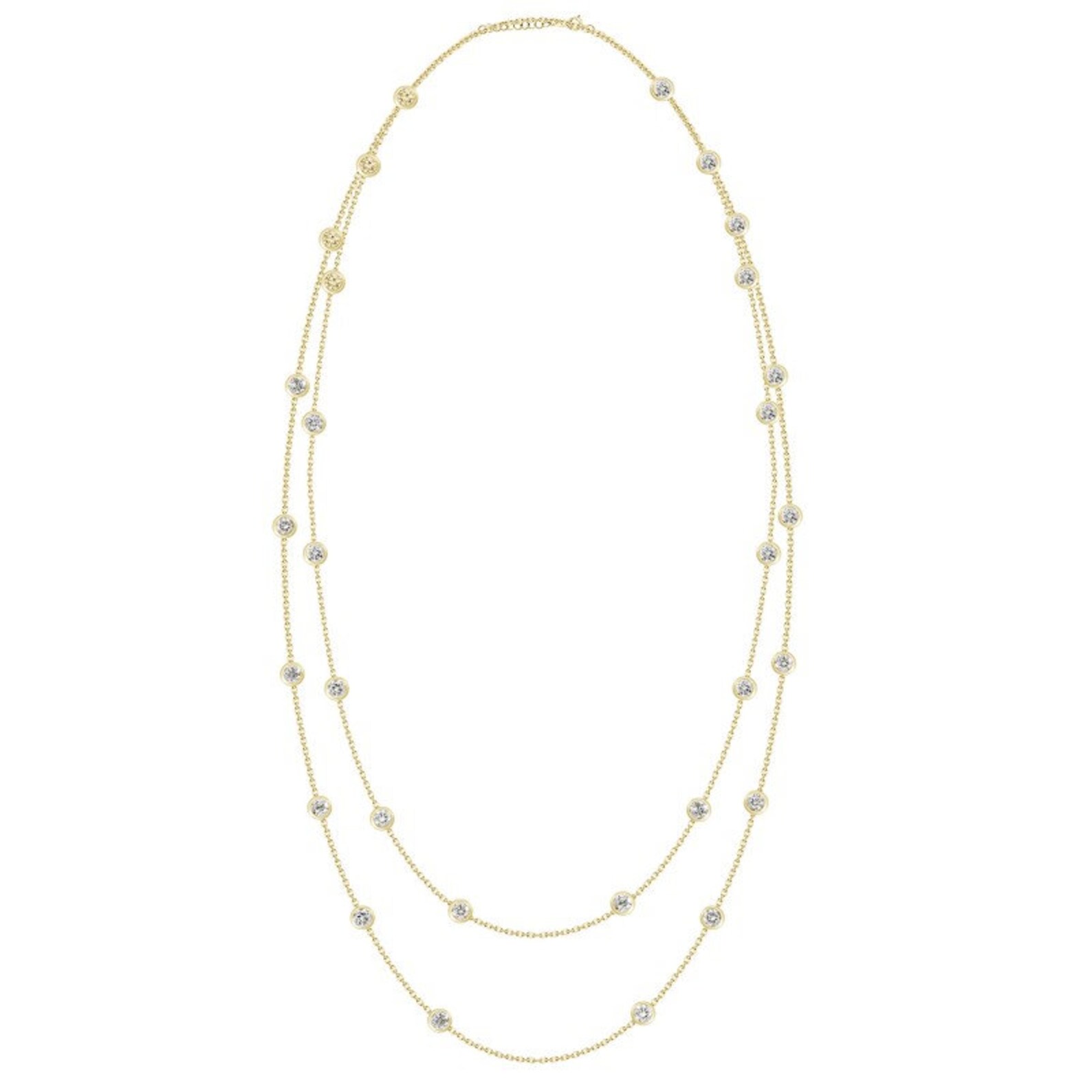 Layered Diamond Necklace 2 Layer Diamond Necklace Double Layer Diamond ...