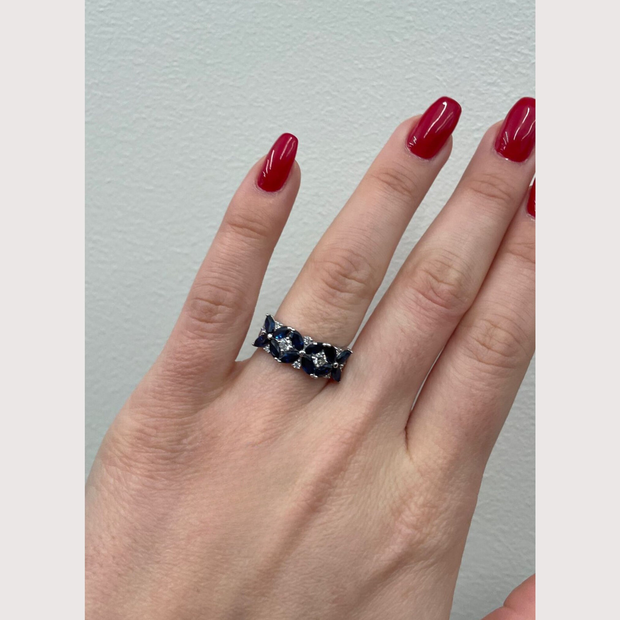 Blue Sapphire Diamond Bands Solitaire Engagement Bands Eternity Rings ...