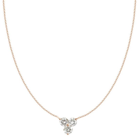 Simple Diamond Necklace Simple Gold Diamond Necklace 3 Diamond Necklace Diamond Cut Gold Chain Diamond Necklace Earring Set Etsy