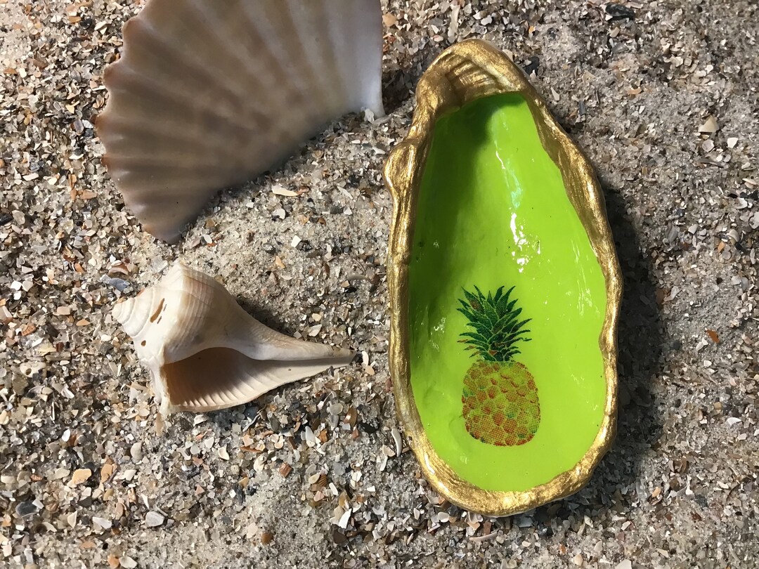 Pineapple Paradise Oyster Shell Dish - Etsy