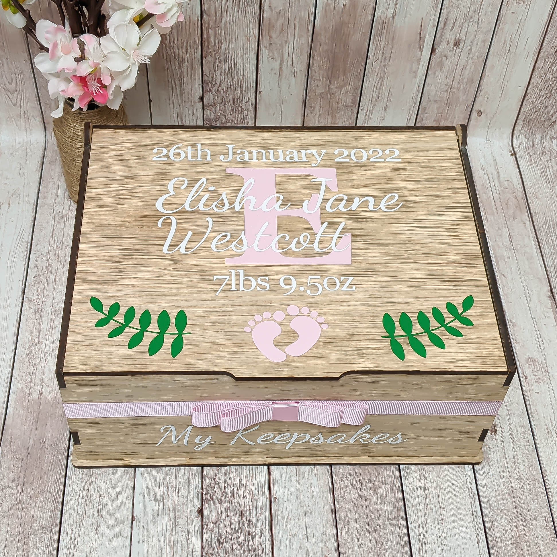 Personalised Wooden Newborn Baby Girl Memory Keepsake Box | Etsy