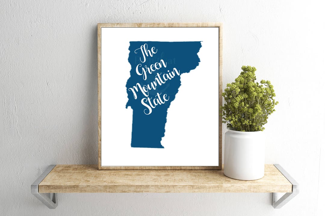 Vermont State Map Print – Green Mountain State (digital Download) - Etsy