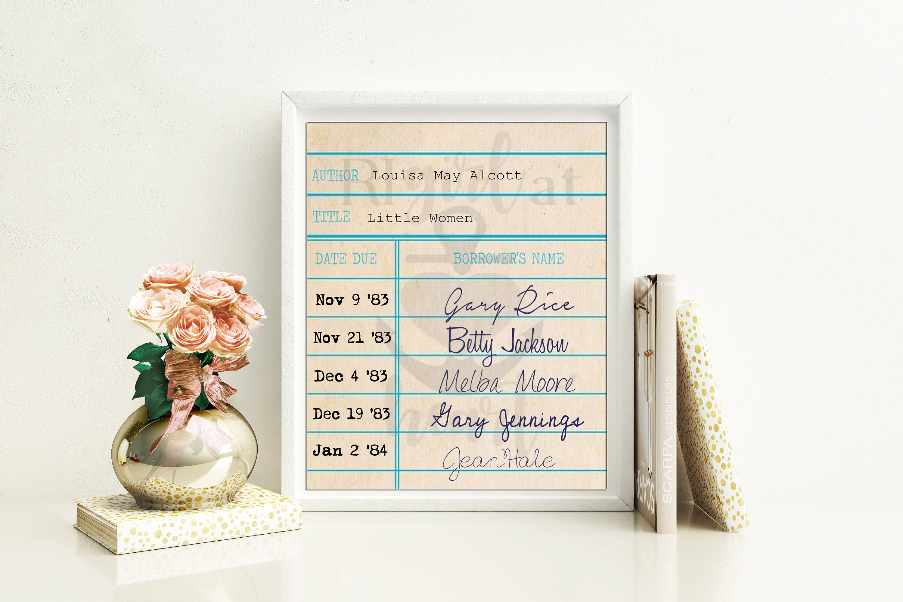 Classic Book Library Cards, DIGITAL Images, Your Choice of 4, Digital ...