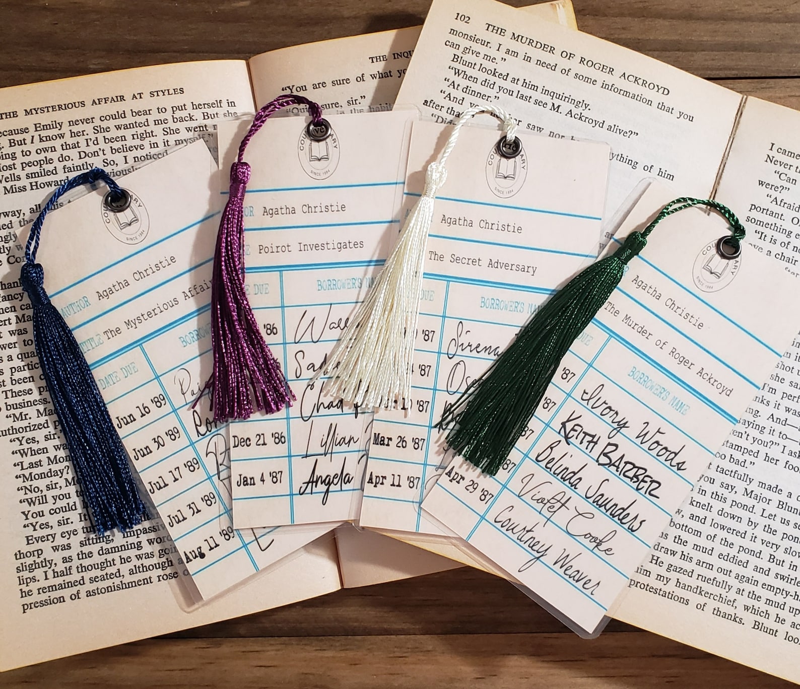 Agatha Christie Bookmarks: Library Card Style With Tassel - Etsy