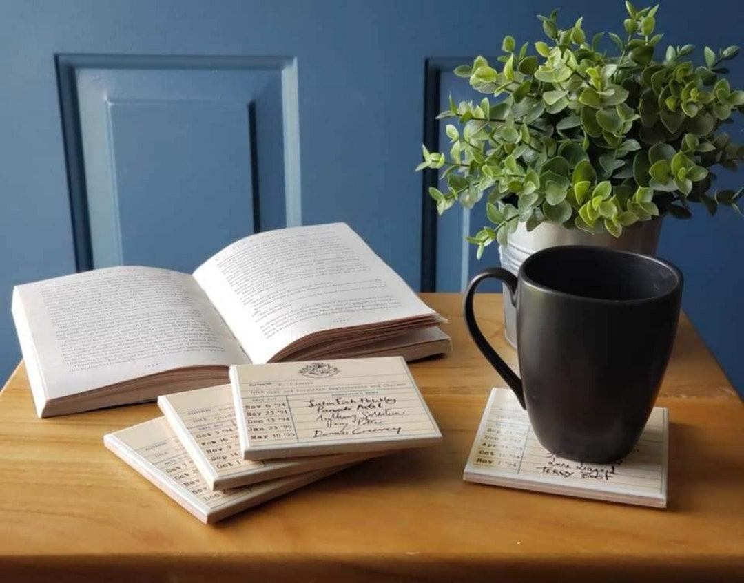 Library Card Coasters H P Inspired Librarian - Etsy