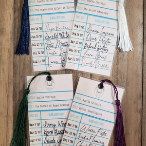 Agatha Christie Bookmarks: Library Card Style With Tassel - Etsy