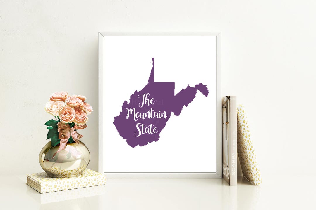 West Virginia Map Print: the Mountain State Nickname (digital Download ...