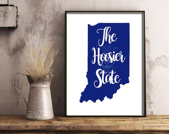 Indiana State Gold Foil Printable Art Indiana Print Indiana - Etsy