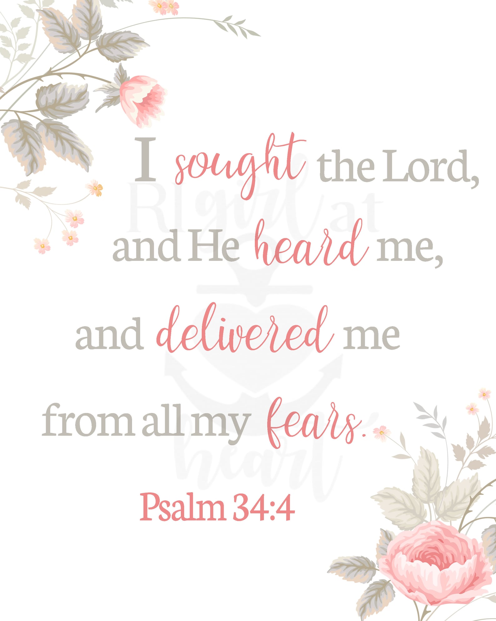 Psalm 34:4 INSTANT DOWNLOAD 8x10 Bible Verse Printable - Etsy India