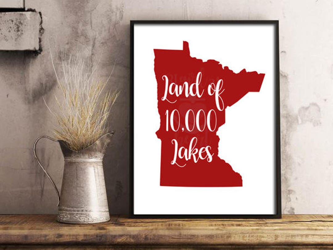 Minnesota State Art Print: Land of 10,000 Lakes (digital Download) - Etsy