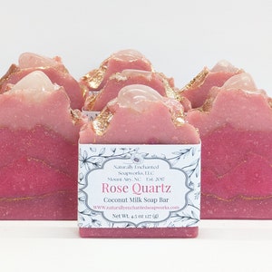 Rose Quartz Soap, Handmade Soap, Gemstone Artisan Soap, Pink Soap ...