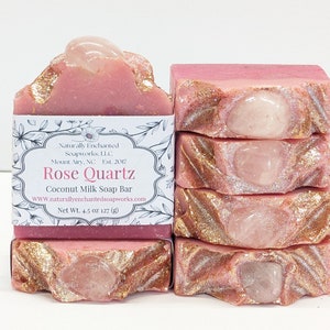 Rose Quartz Soap, Handmade Soap, Gemstone Artisan Soap, Pink Soap ...