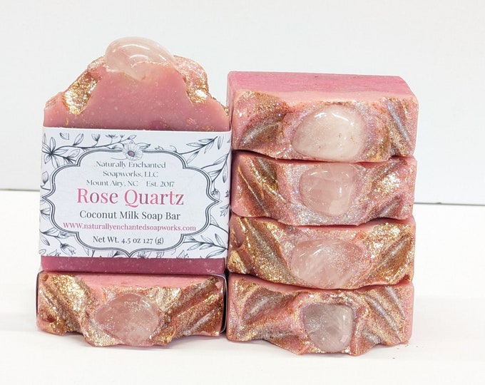 Rose Quartz Soap, Handmade Soap, Gemstone Artisan Soap, Pink Soap ...