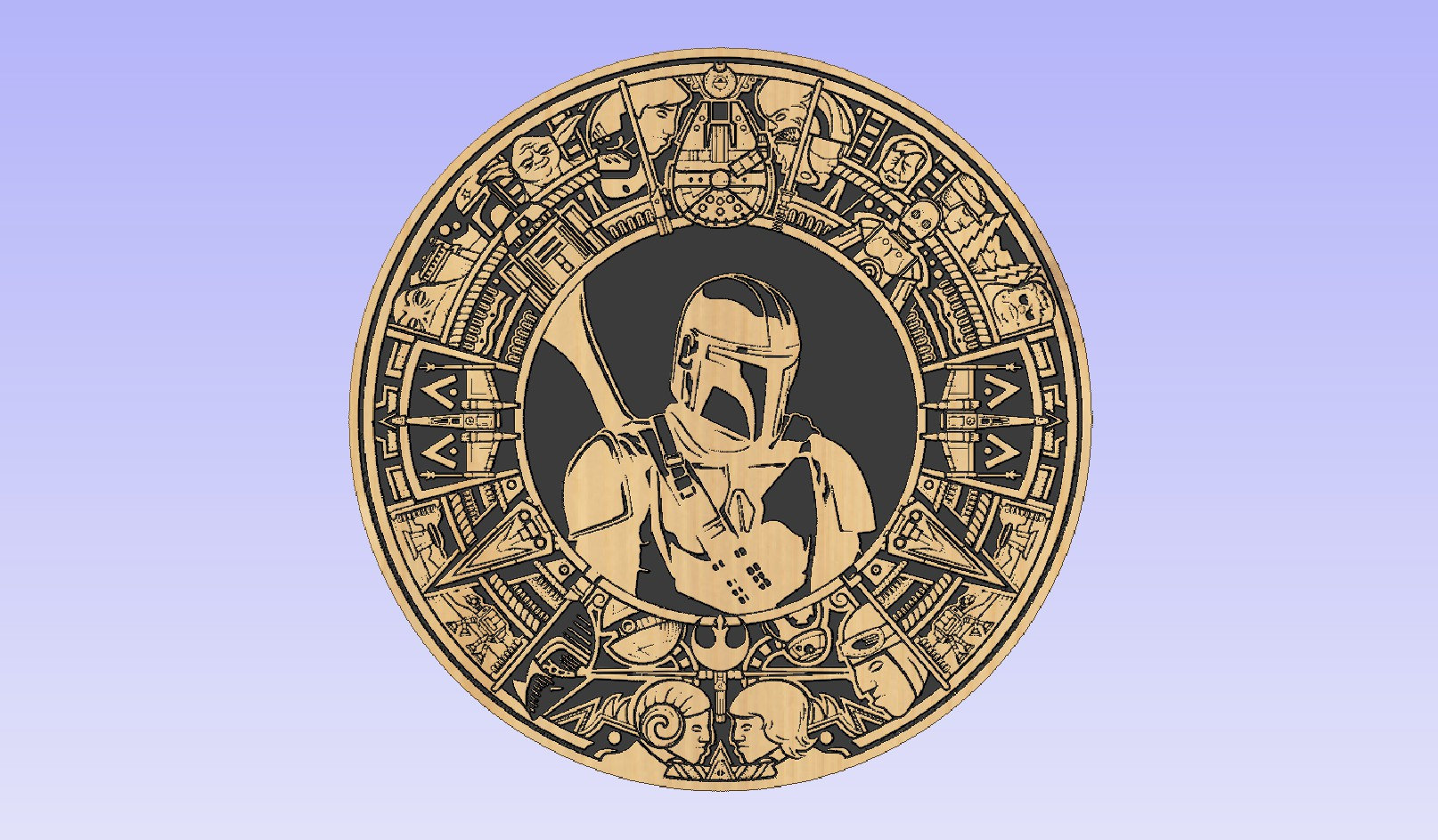 Mando Aztec Calendar Dxf File (for CNC or Laser Lightburn Software)cnc ...