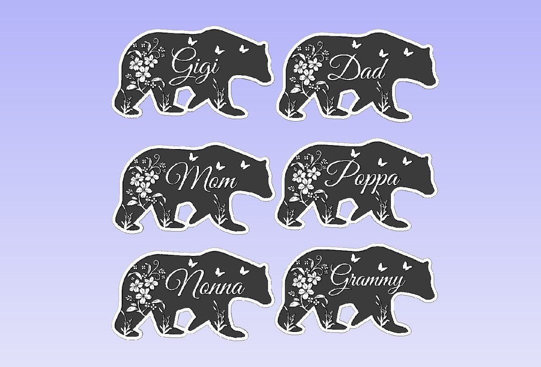 Bear Name DXF Bundle (for CNC or Laser Lightburn Software)cnc File ...