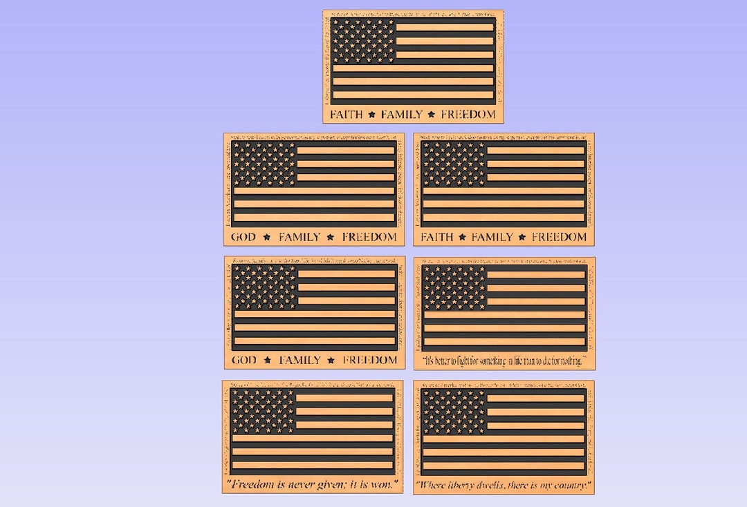 Liberty/pledge Flag DXF Bundle (for CNC or Laser Lightburn Software ...