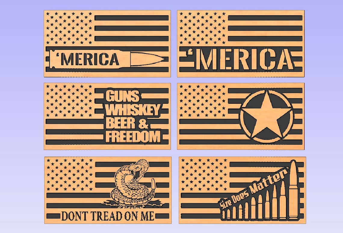 The American Flag Bundle 1 Dxf Svg Pdf File (for CNC or Laser Lightburn ...