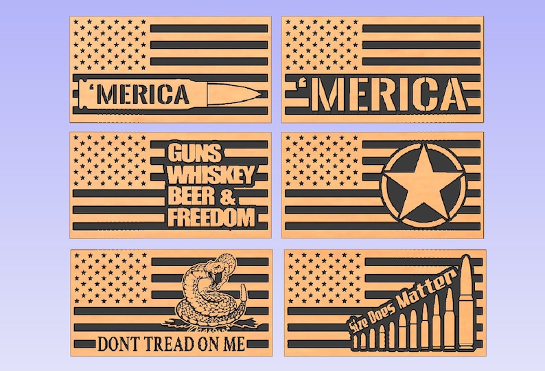 The American Flag Bundle 1 Dxf Svg Pdf File (for CNC or Laser Lightburn ...