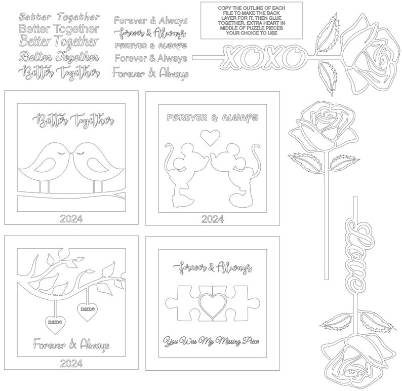 Valentine's Day Bundle (dxf File) (cnc Svg File)(for CNC or Laser ...