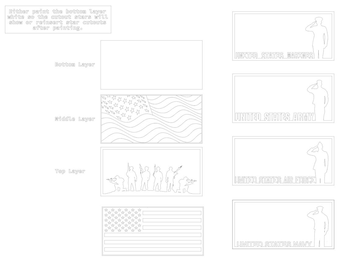 Layered Miltary Flag Bundle Dxf File cnc Svg Filefor CNC or Laser ...
