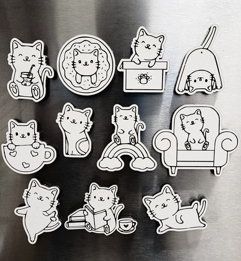 17 Piece Cat Magnet DXF Bundle (for CNC or Laser Lightburn Software)cnc ...